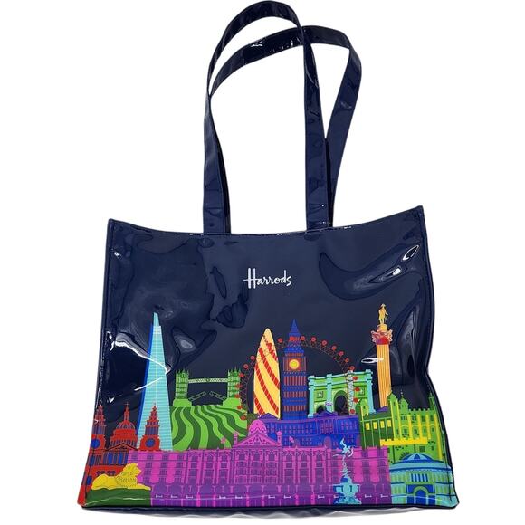 Harrods | Bags | Harrods Blue Vinyl Colorful London City Landmarks Art ...